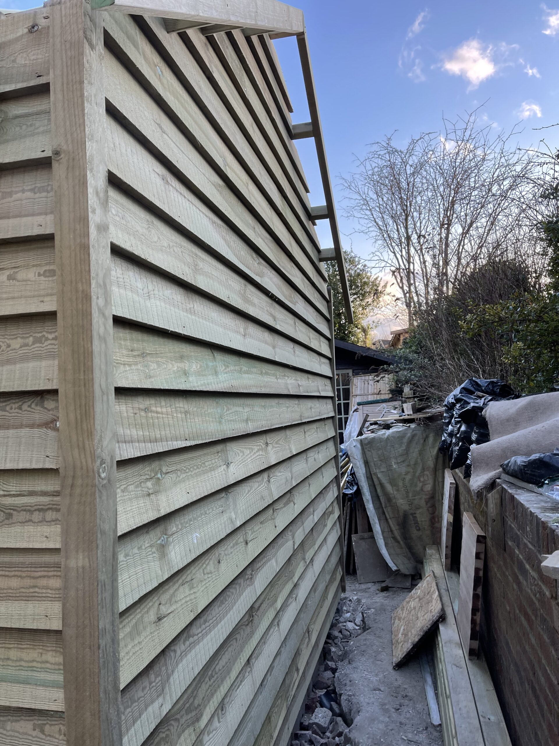 Kitchen extension finished off with a softwood shiplap cladding Garage ...