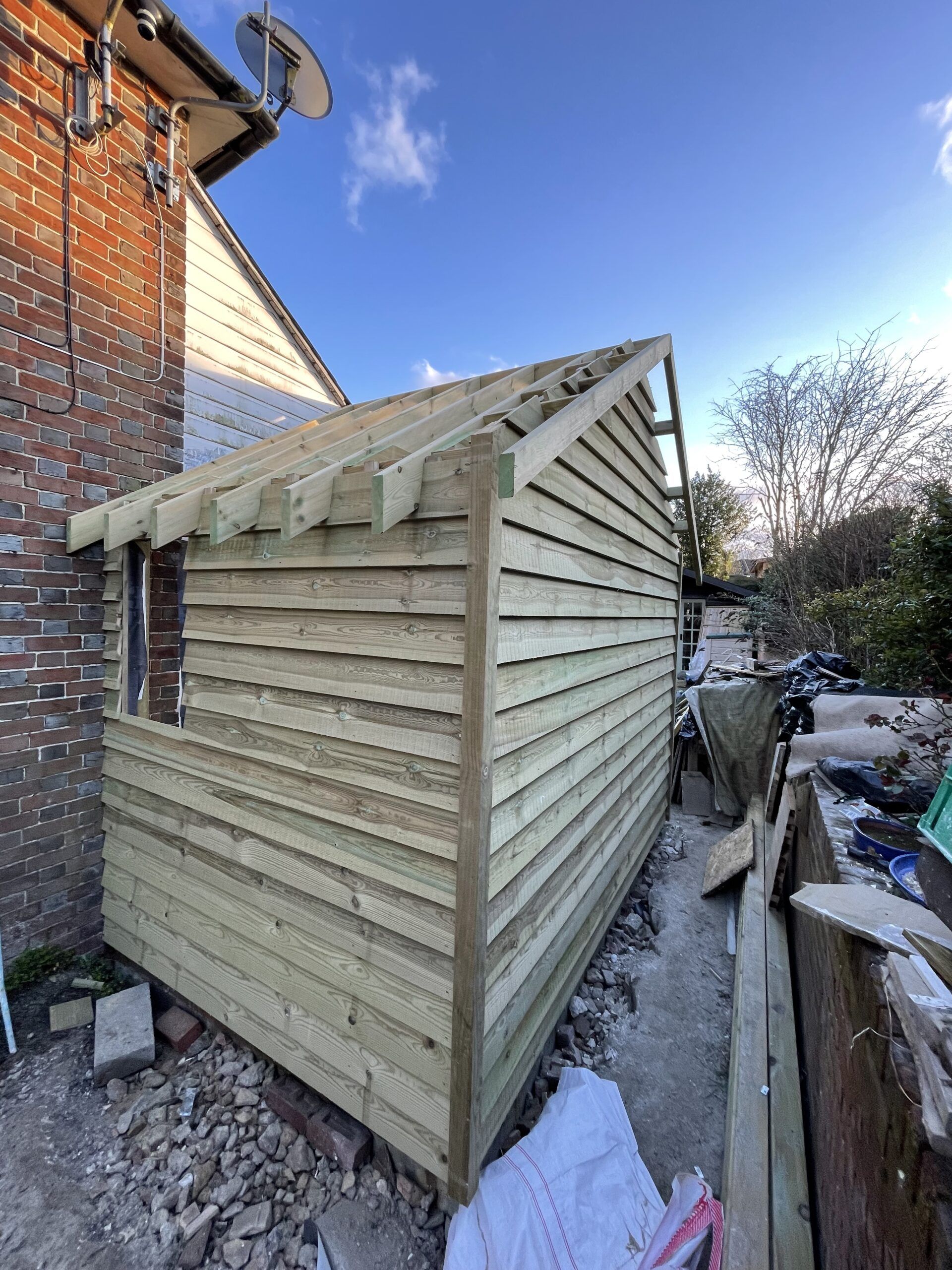 Kitchen extension finished off with a softwood shiplap cladding Garage ...